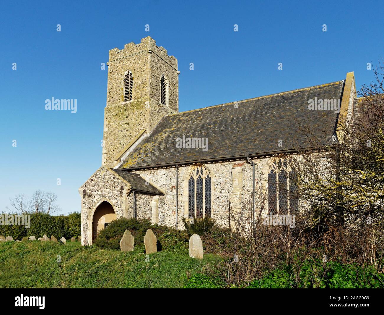 St Margaret's church in Sea Palling , Norfolk, a medieval church much ...