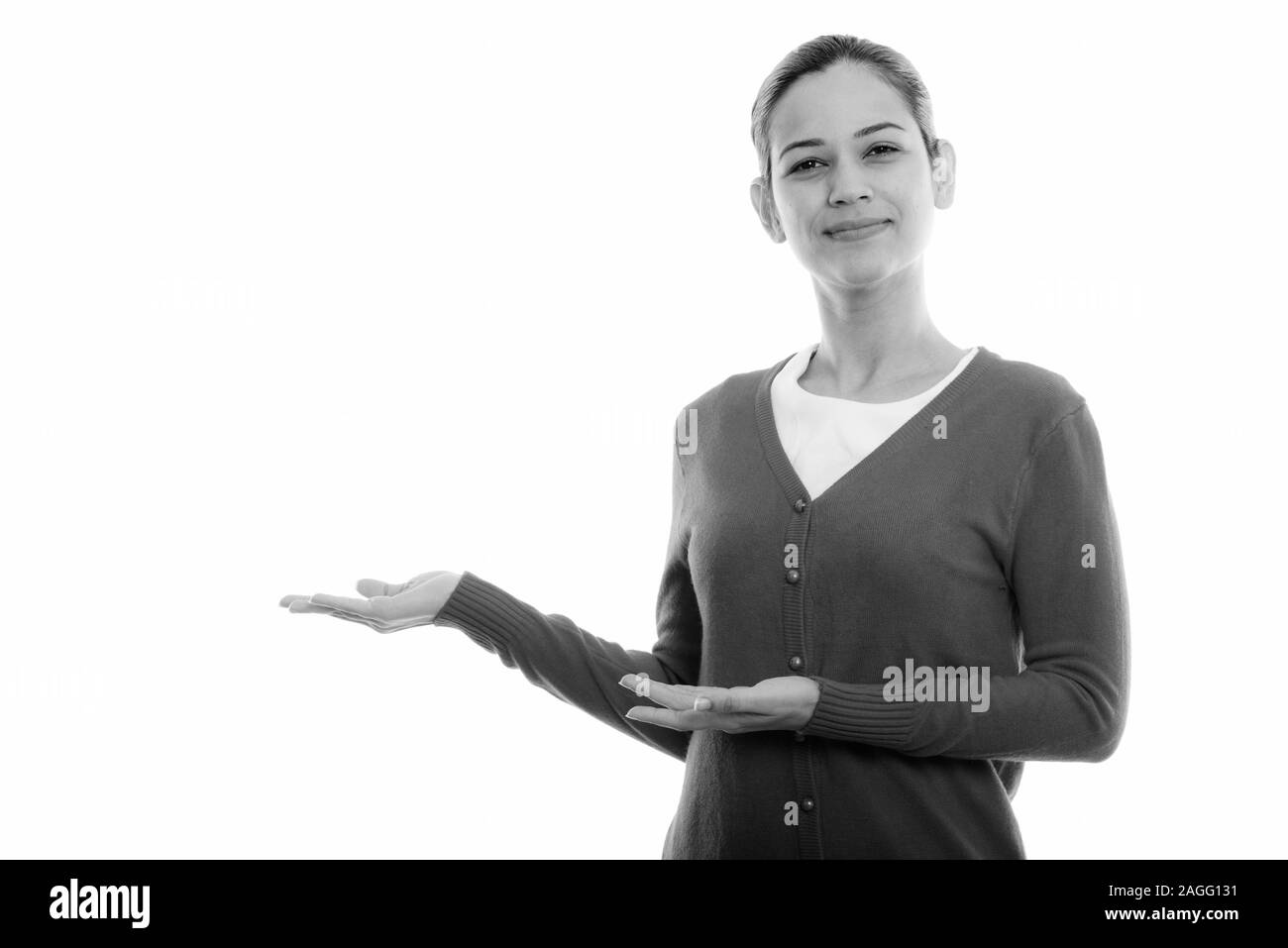 Beautiful woman presenting black hi-res stock photography and images ...