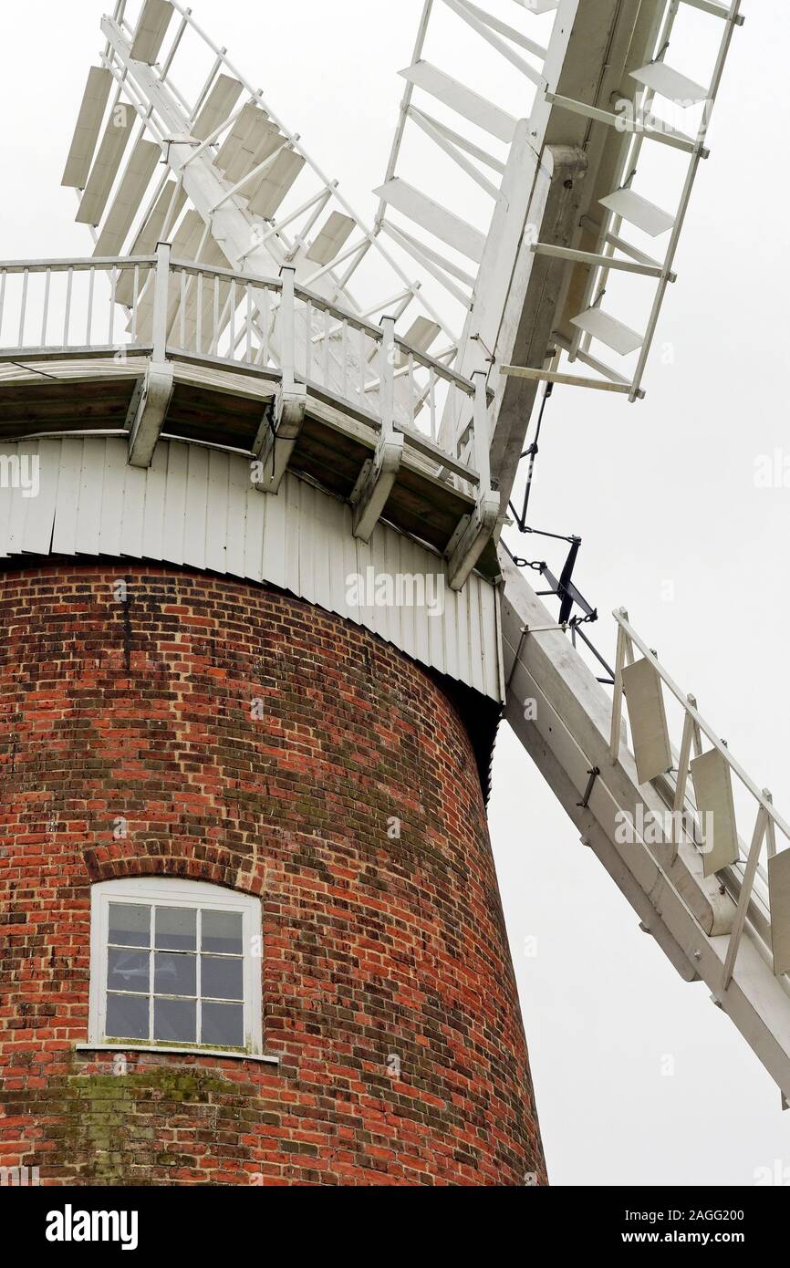 Close views of the sails of the recently restored Horsey wind pump. an ...