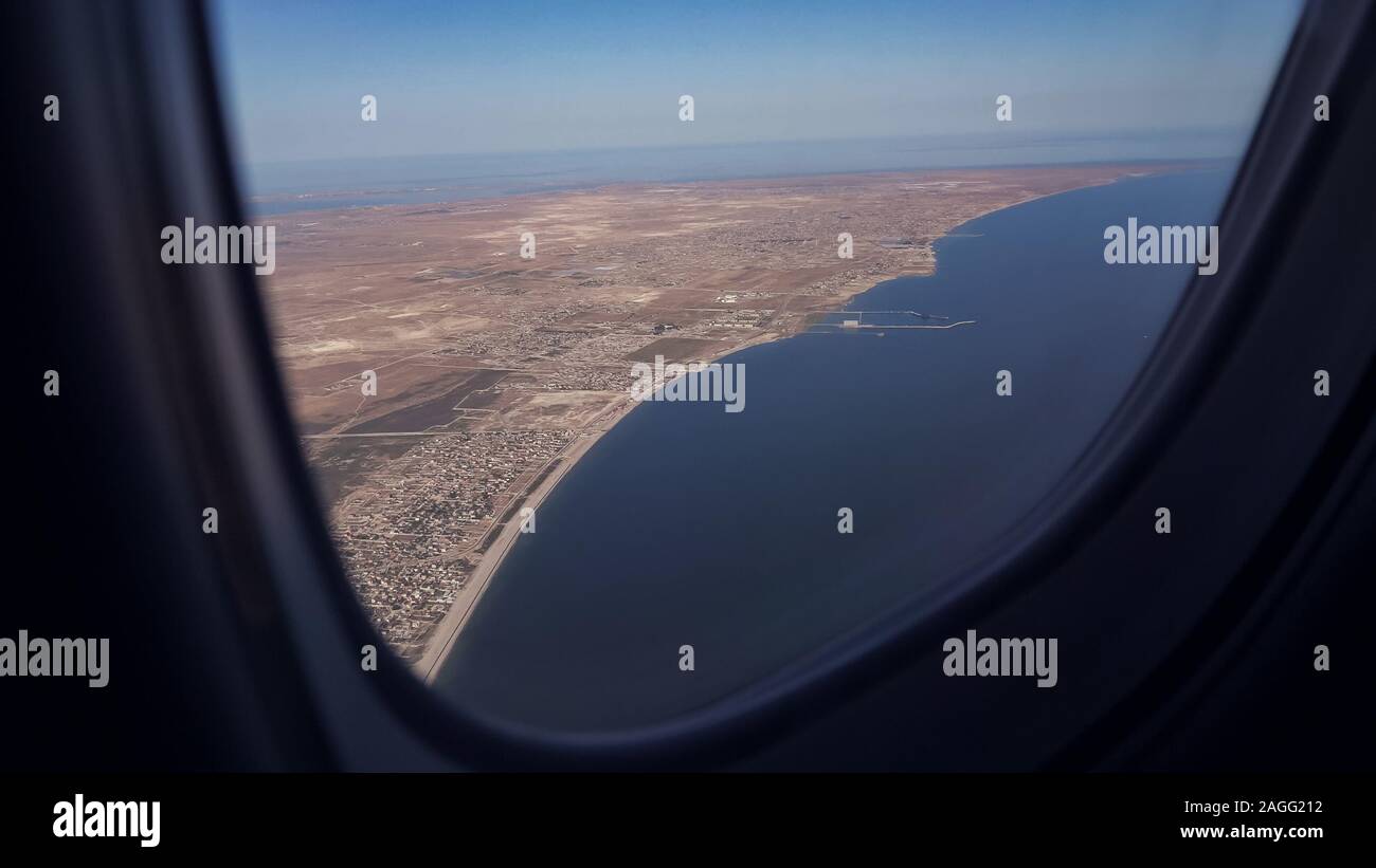 Aerial view of sea islands and boats. Footage from the plane, flight to ...
