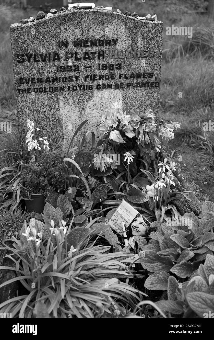 Grave of Sylvia Plath, St Thomas Becket and Thomas the Apostle Churchyard, Hepptonstall Stock ...