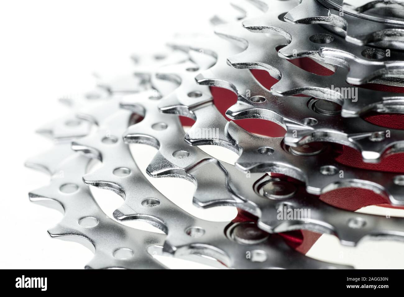 Mountain bike 9-speed cassette on white background Stock Photo - Alamy