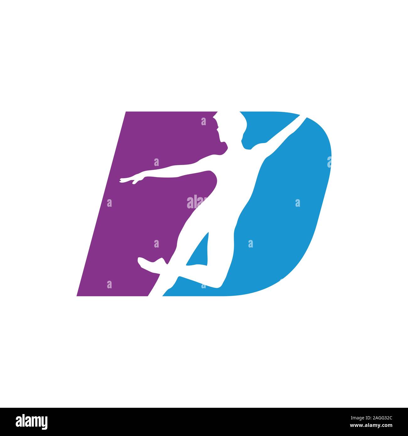Letter D Shape Dancing Silhouette Vector Symbol Graphic Logo Icon ...