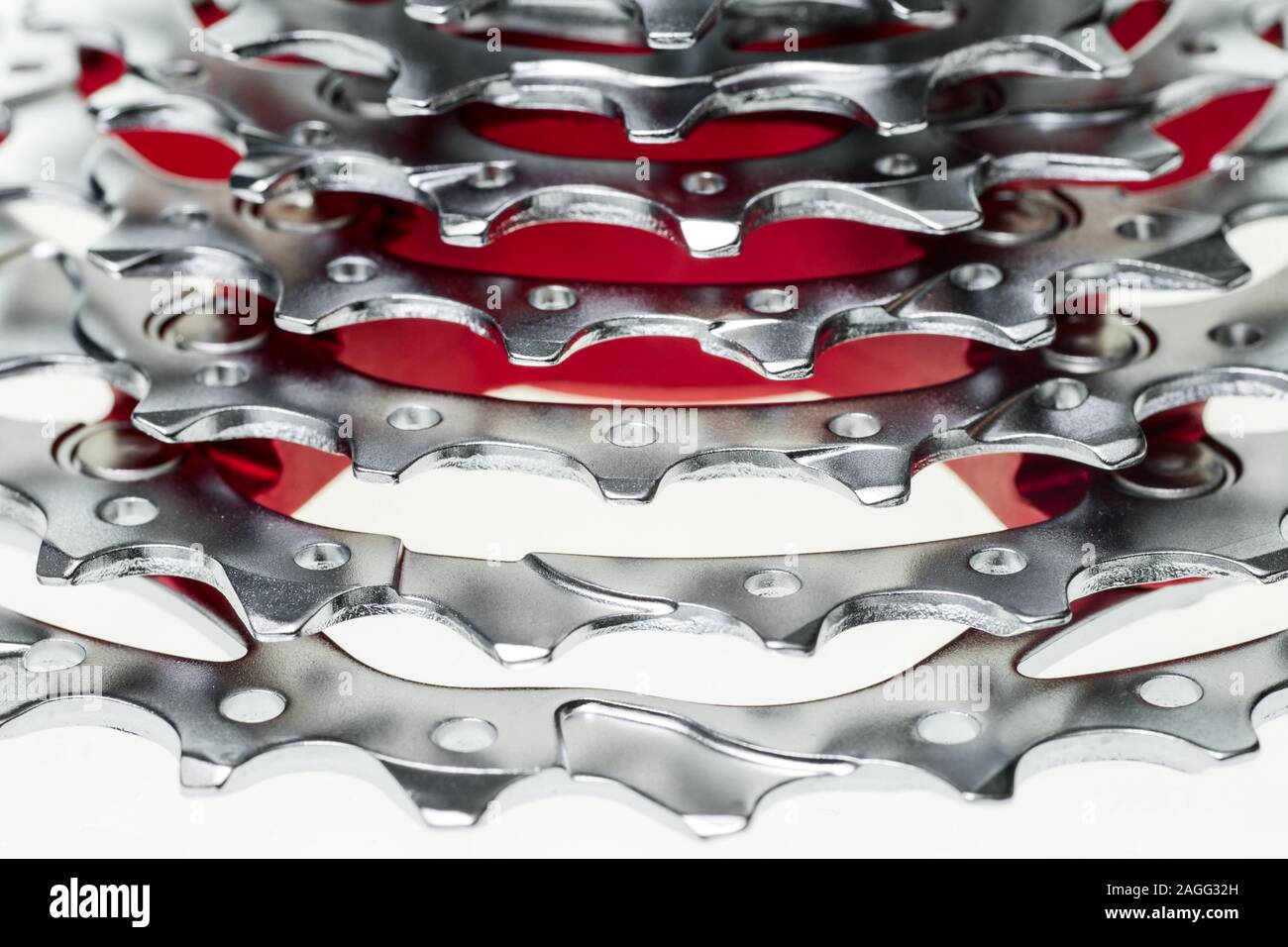 Mountain bike 9-speed cassette on white background Stock Photo - Alamy