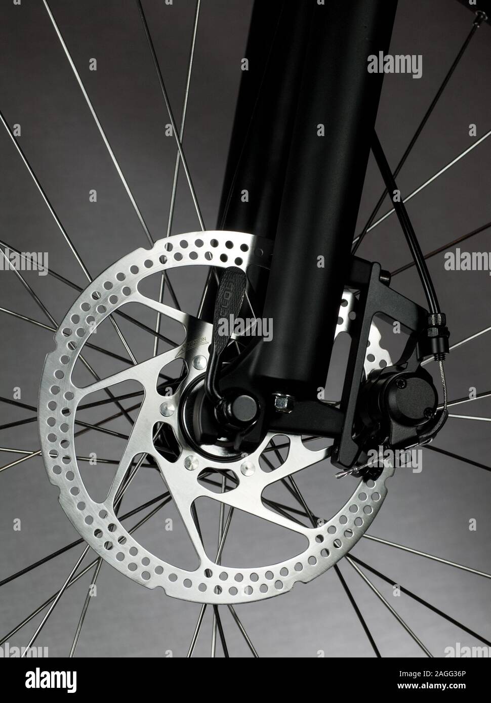 Mountain bike front wheel with mechanical disc brake Stock Photo - Alamy