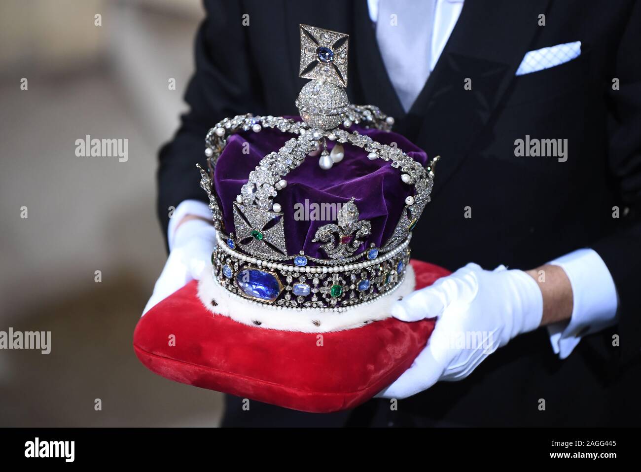 The Imperial State Crown is carried through the Sovereign's entrance ...