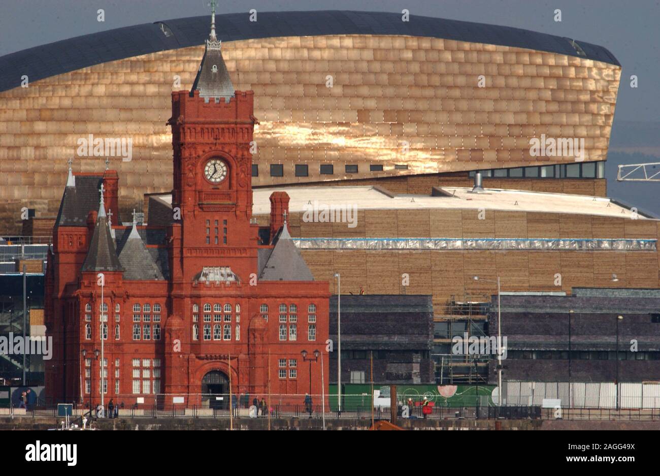 Old and New. The new Wales Millennium Centre which is under ...