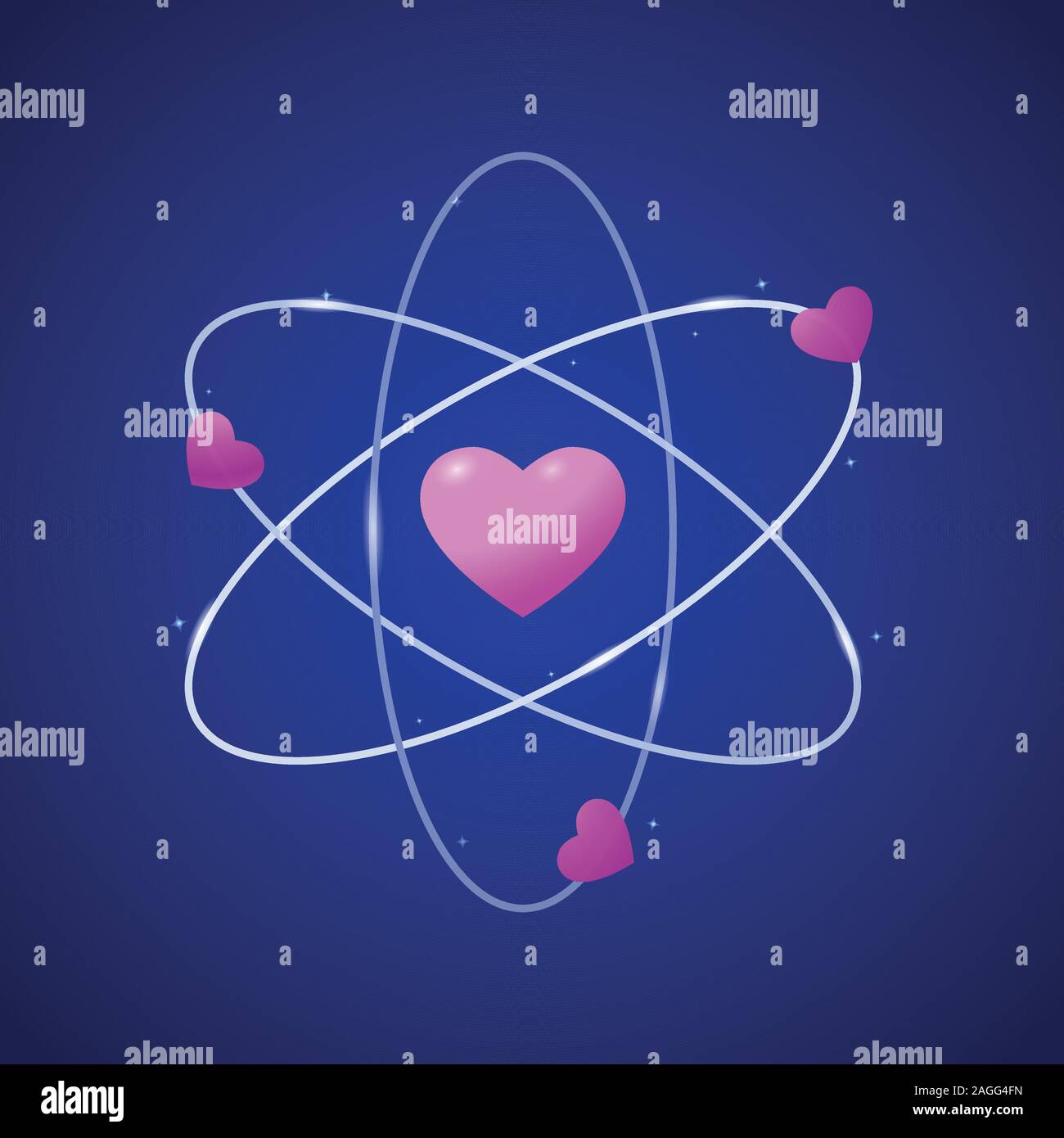 Pink Heart object with three hearts moving around Stock Vector Image ...