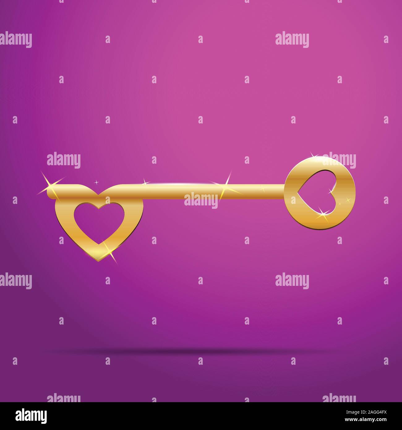 Golden Key with Heart Shape. Isolated Vector Illustration Stock Vector ...