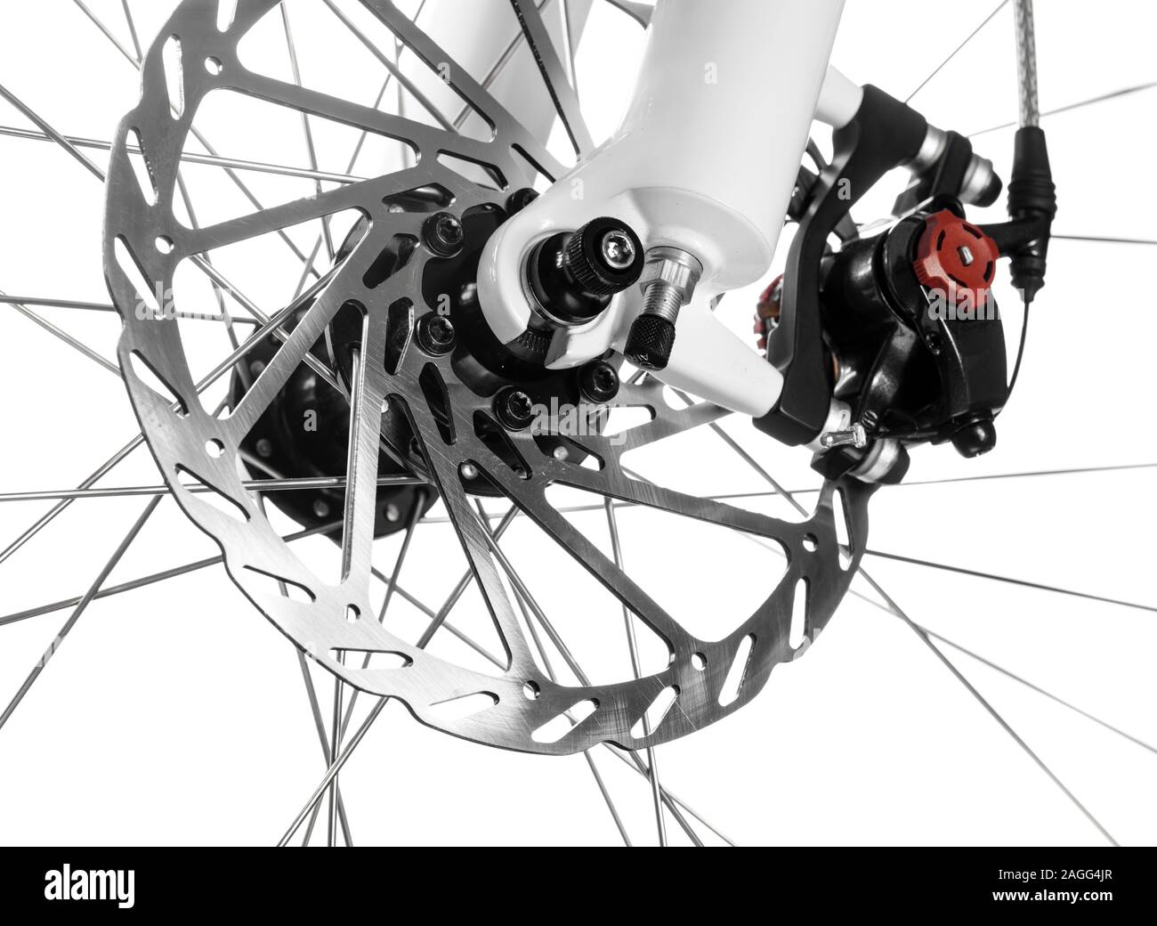 Mountain bike front wheel with mechanical disc brake Stock Photo - Alamy