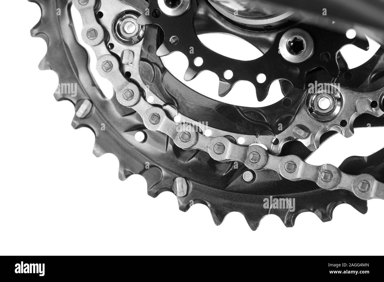 Mountain bike crankset with chain close-up Stock Photo - Alamy