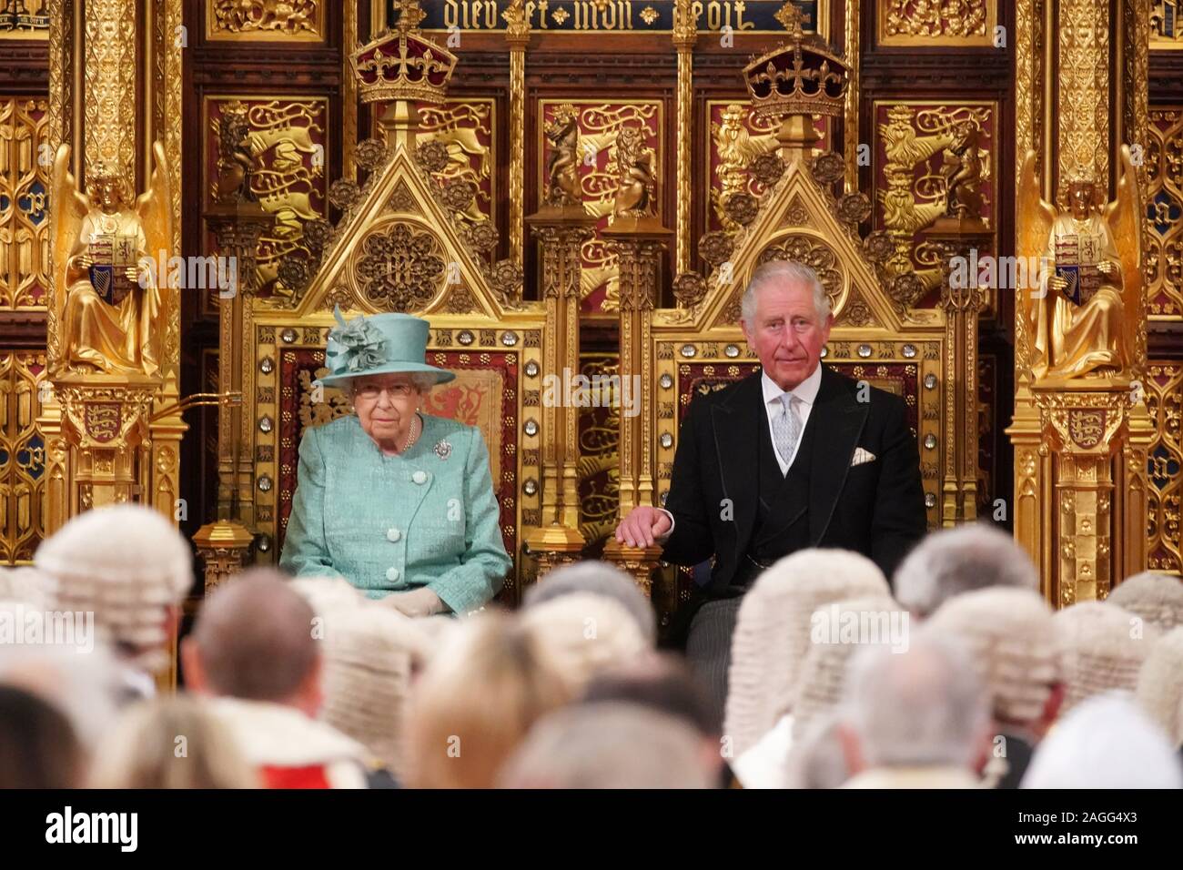 Queen Elizabeth II and the Prince of Wales sit in the chamber ahead of ...