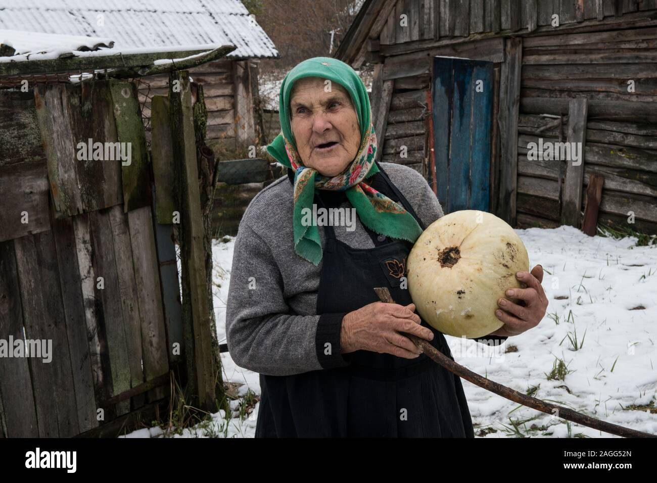 Hanna Zavorotnya at her farm in Kupovate inside the Chernobyl Exclusion ...