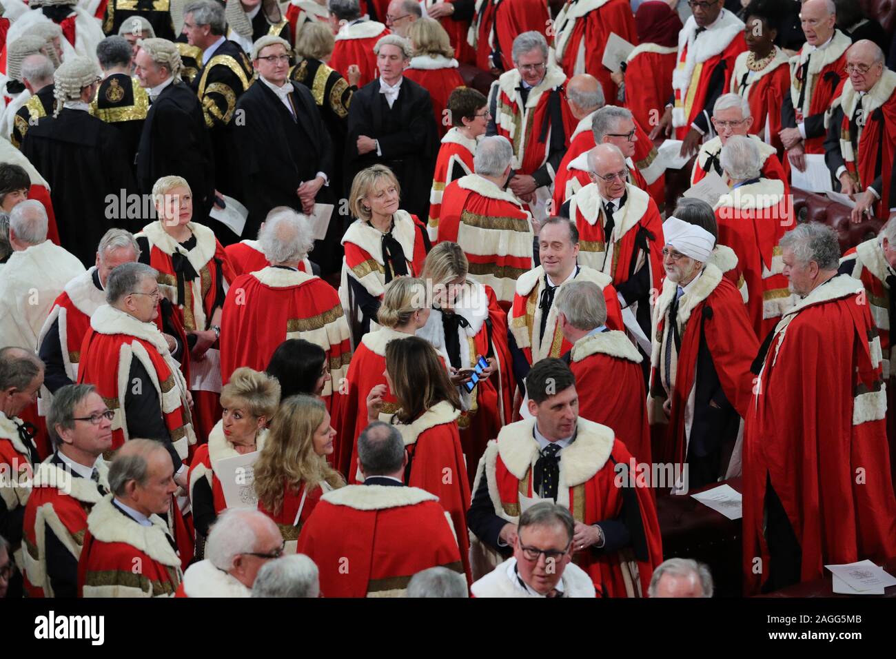 Members of the House of Lords and guests in the chamber following the ...