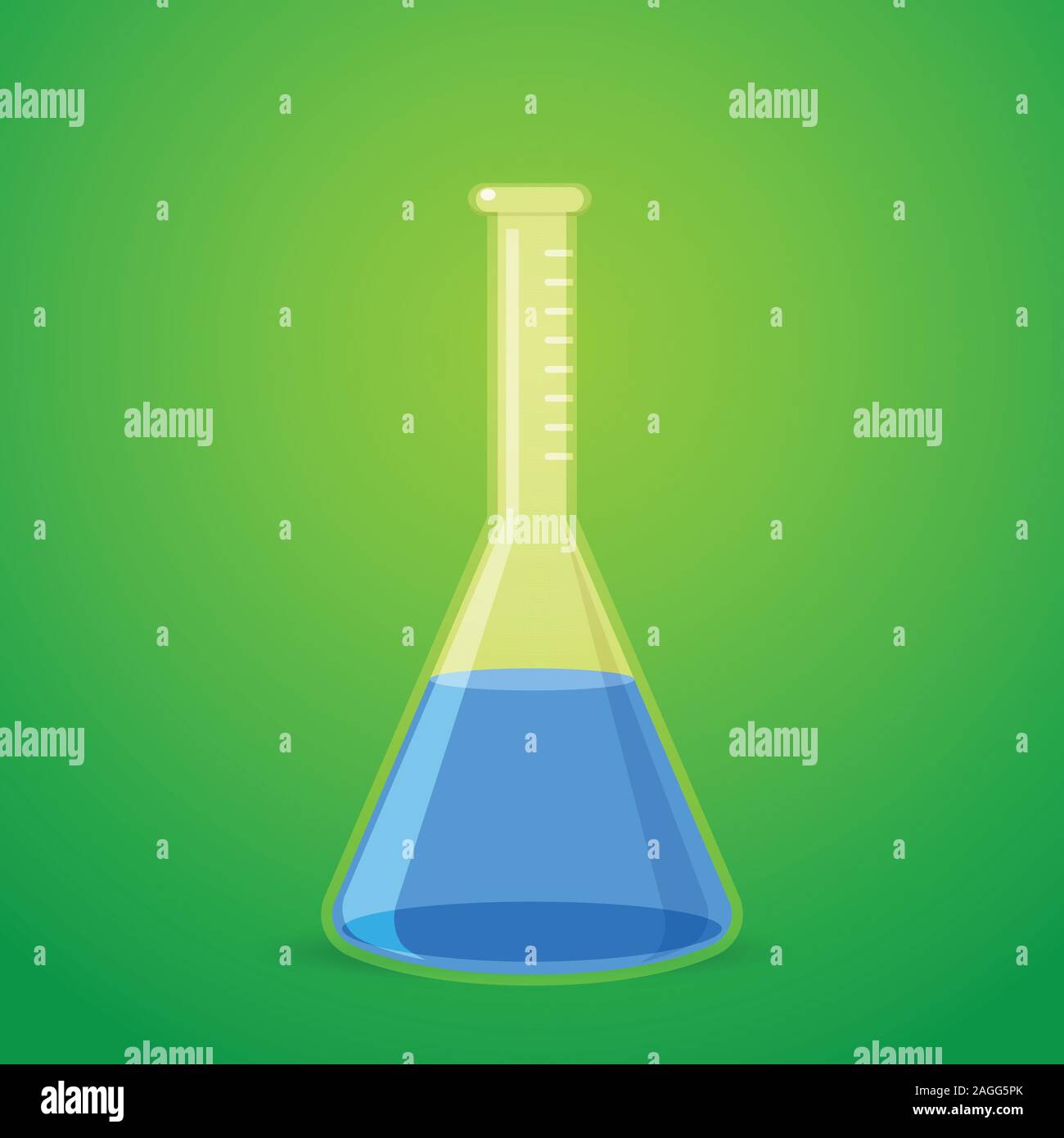 Laboratory tube with blue liquid inside. Green Background Stock Vector ...
