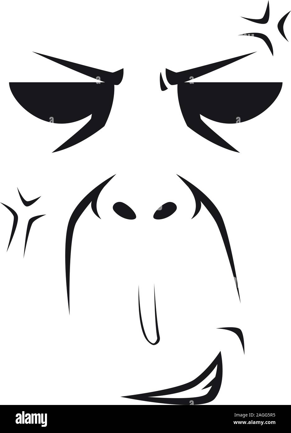 Long Face Expression - Holding the Anger. Isolated Vector Illustration ...
