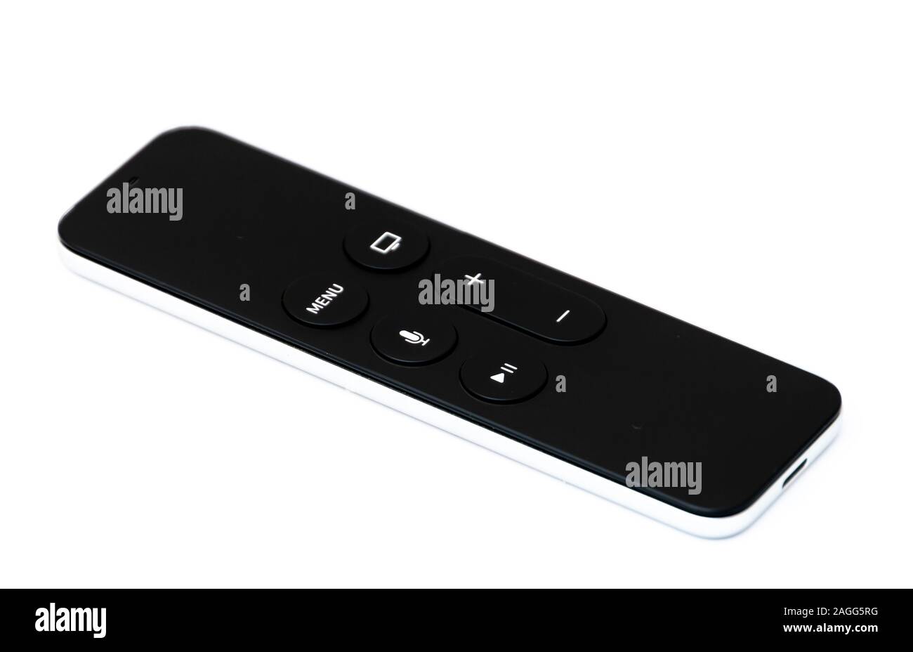 Simple and modern TV remote control with six buttons and touch surface ...