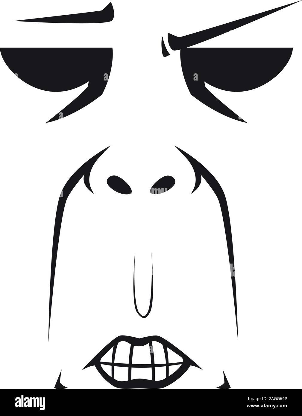 Long Face Expression - Gnashing teeth. Isolated Vector Illustration ...