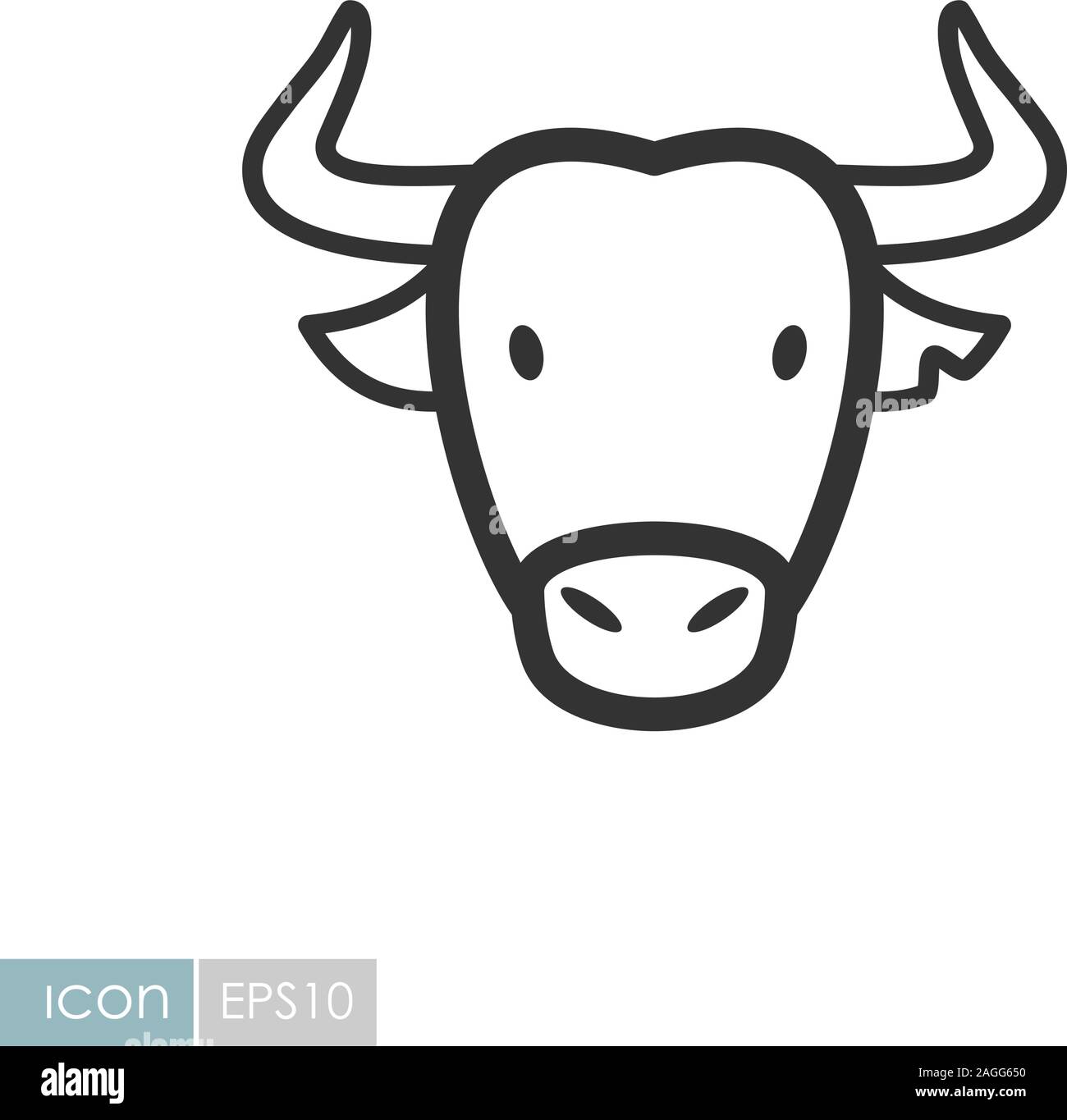 Spanish bull bison buffalo ox icon. Animal horned head vector symbol ...