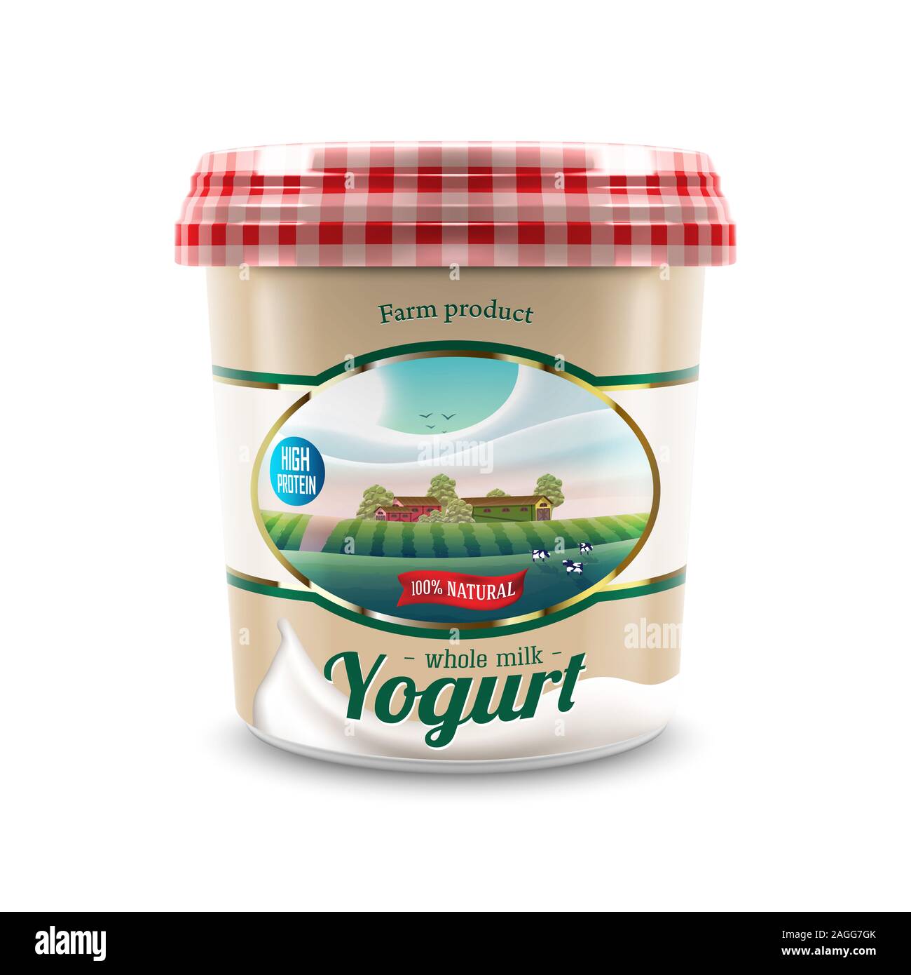 Yogurt packaging design, vector illustration for farm milk or yogurt ...