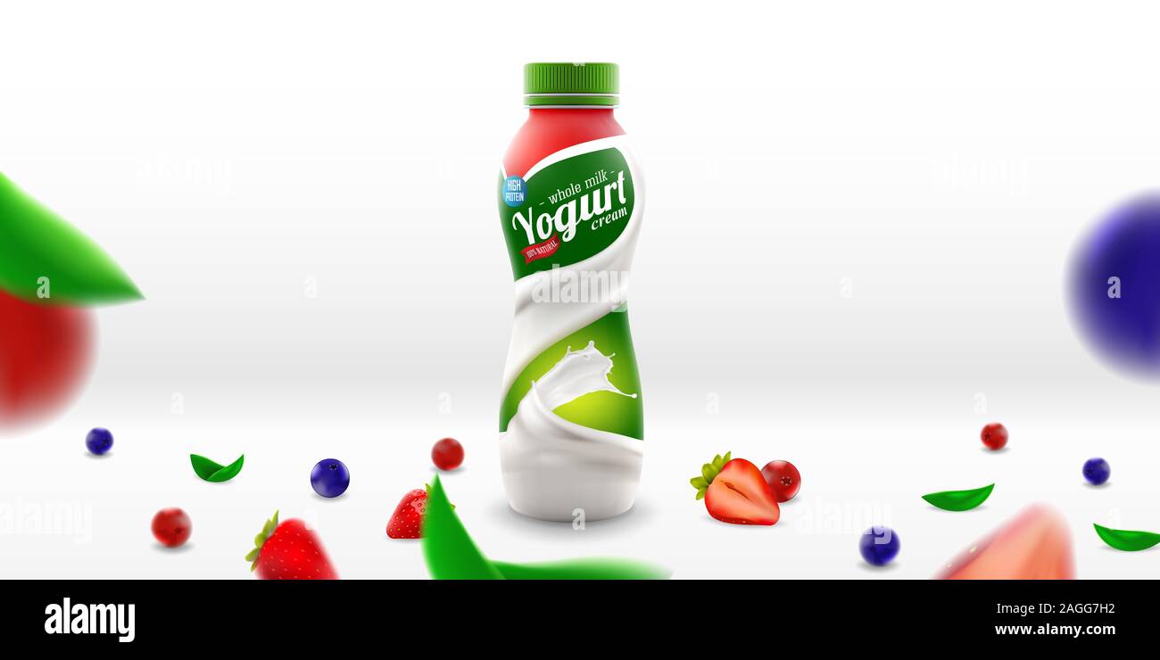 Cranberry yogurt packaging design on shiny background vector ...