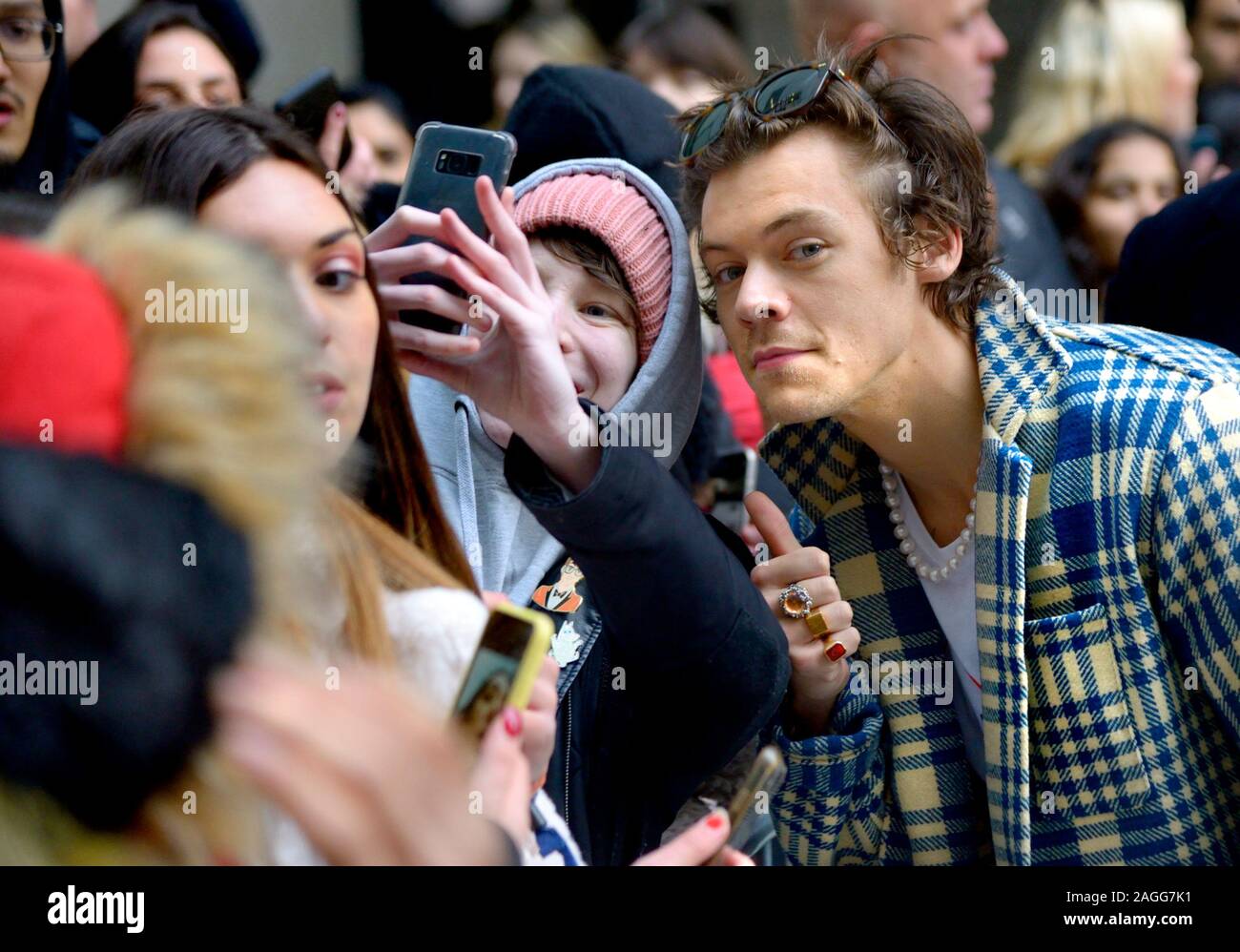 Harry Styles - One Direction Singer - meeting a large crowd of fans ...