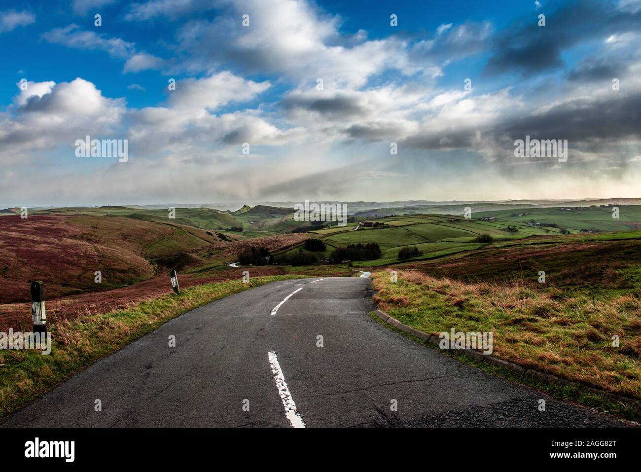 An empty road to nowhere. A quiet desolate, deserted, empty road in the ...