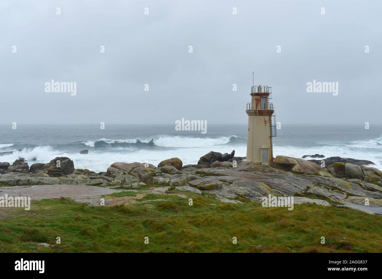 Famous Muxia Lighthouse located at Camino de Santiago pilgrimage with ...