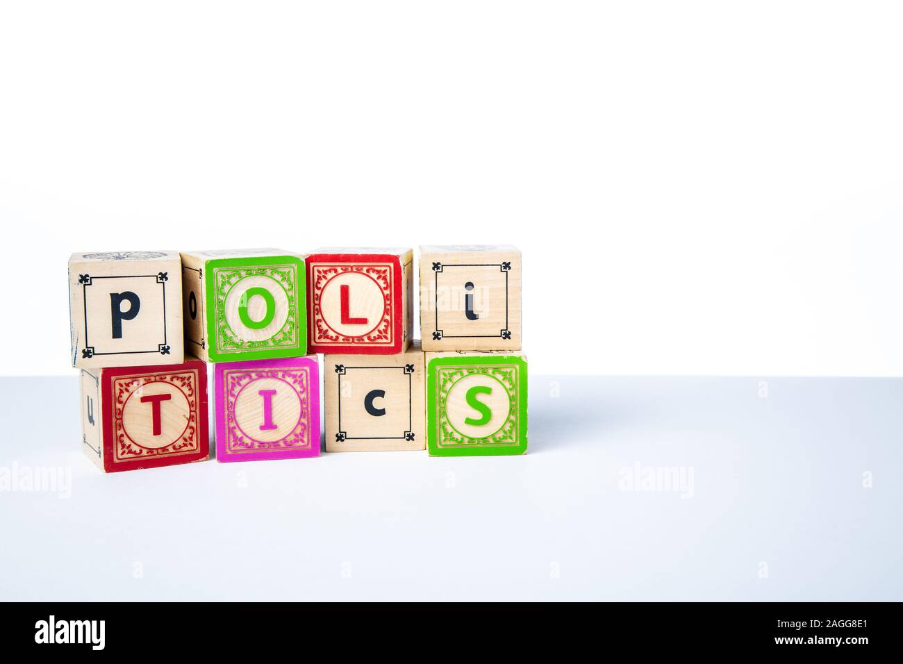 Childrens Wooden Alphabet Blocks Spelling the Word Politics Stock Photo ...