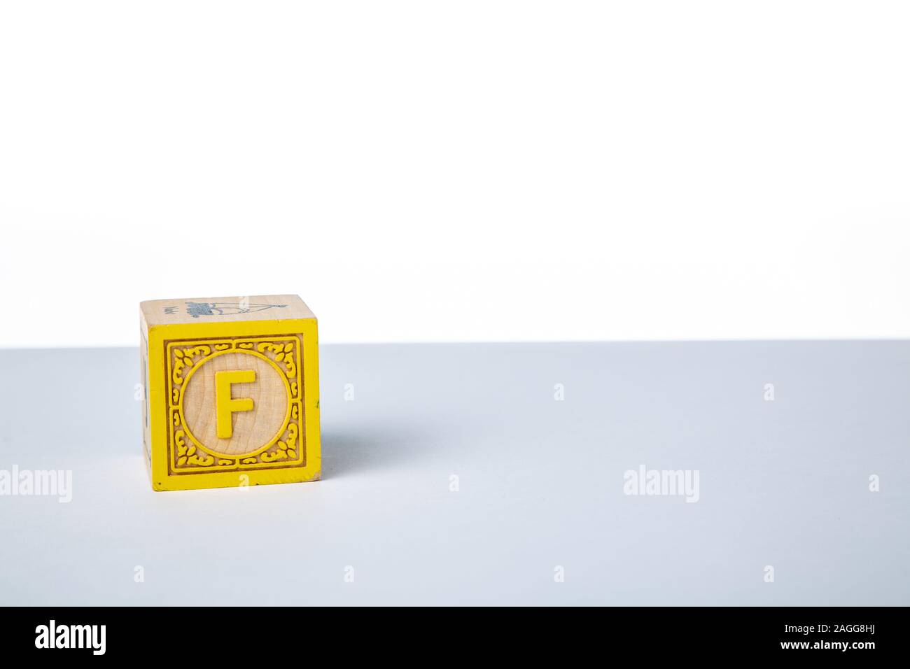 Childrens Wooden Alphabet Block Showing the Letter F Stock Photo - Alamy