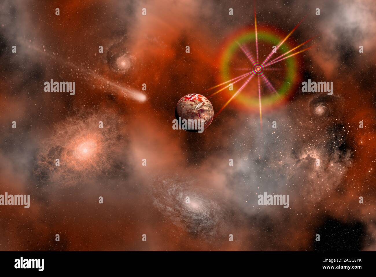 An Alien Exoplanet, Orbiting Its Distant Sun Stock Photo - Alamy
