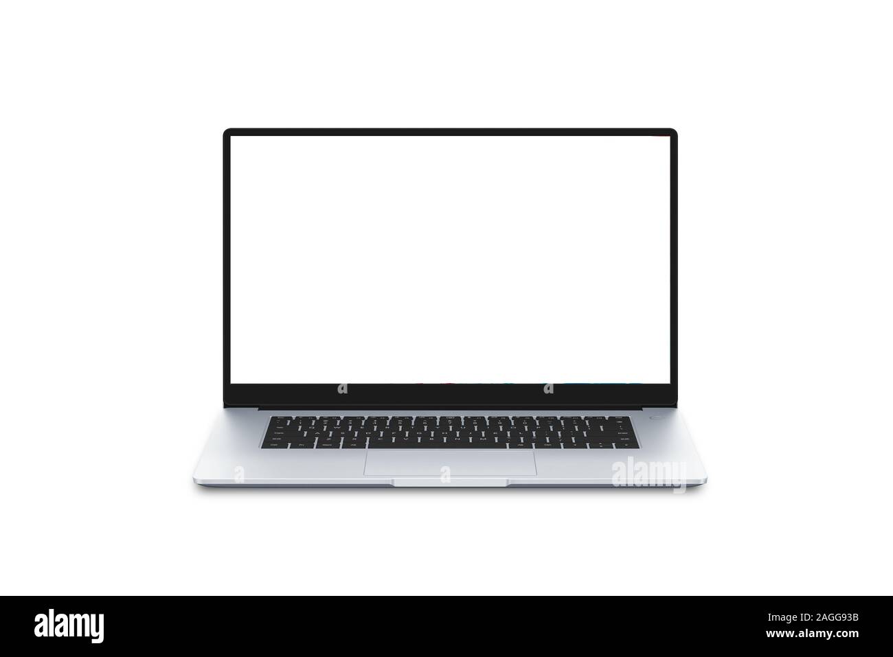 Isolated modern laptop in front position. Isolated, blank screen for mockup, app or web site ...