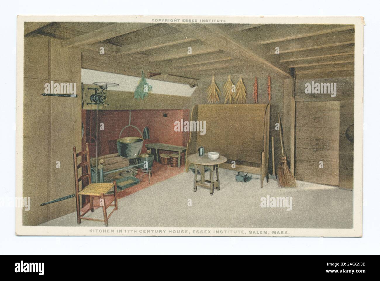 Kitchen in 17th Century House, Essex Institute, Salem, Mass.; Kitchen ...