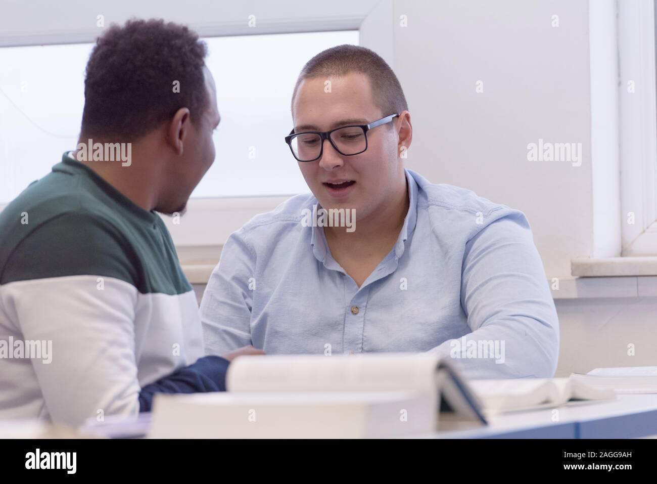 University Students during the class. Resolving problems together. Team ...