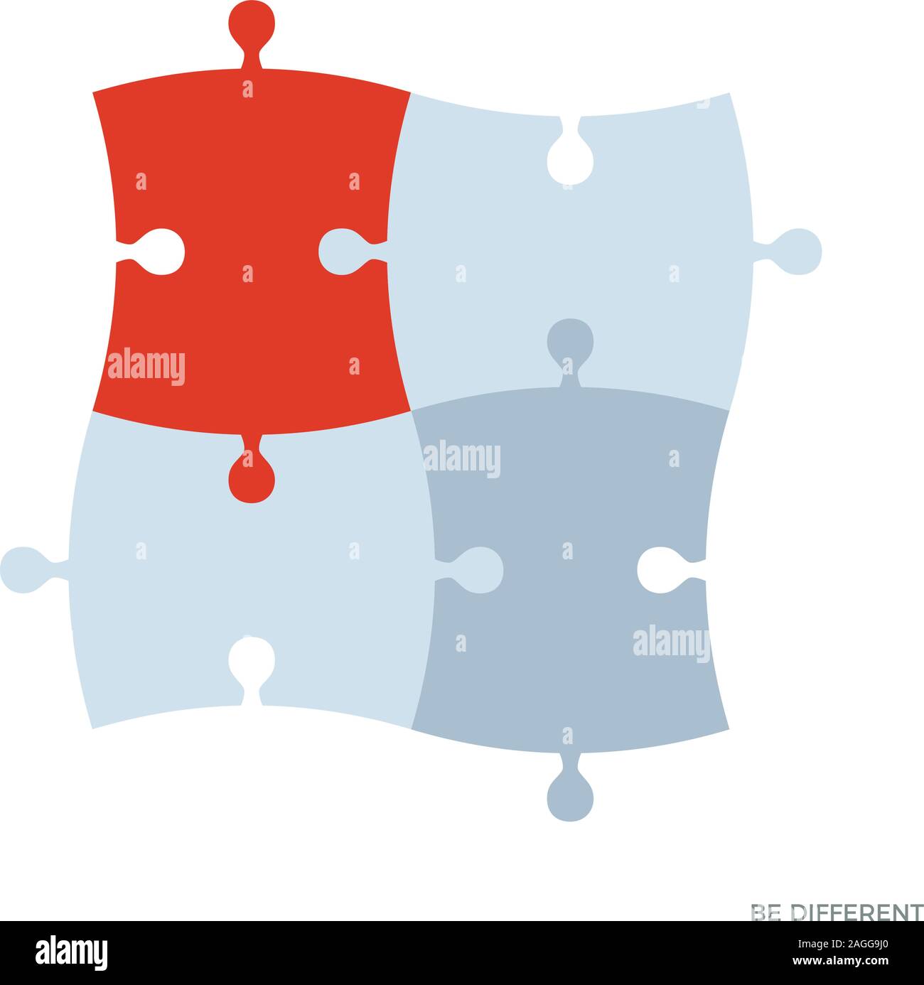 A complete jigsaw with one different color - Red. Isolated Vector ...