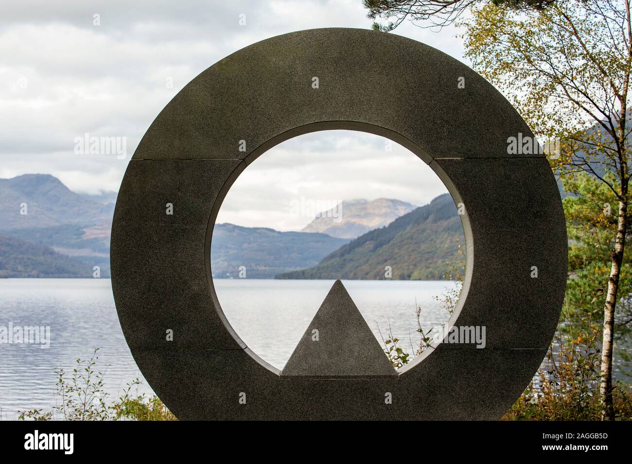 The circular, granite war memorial in the Rowardennan estate on Loch ...