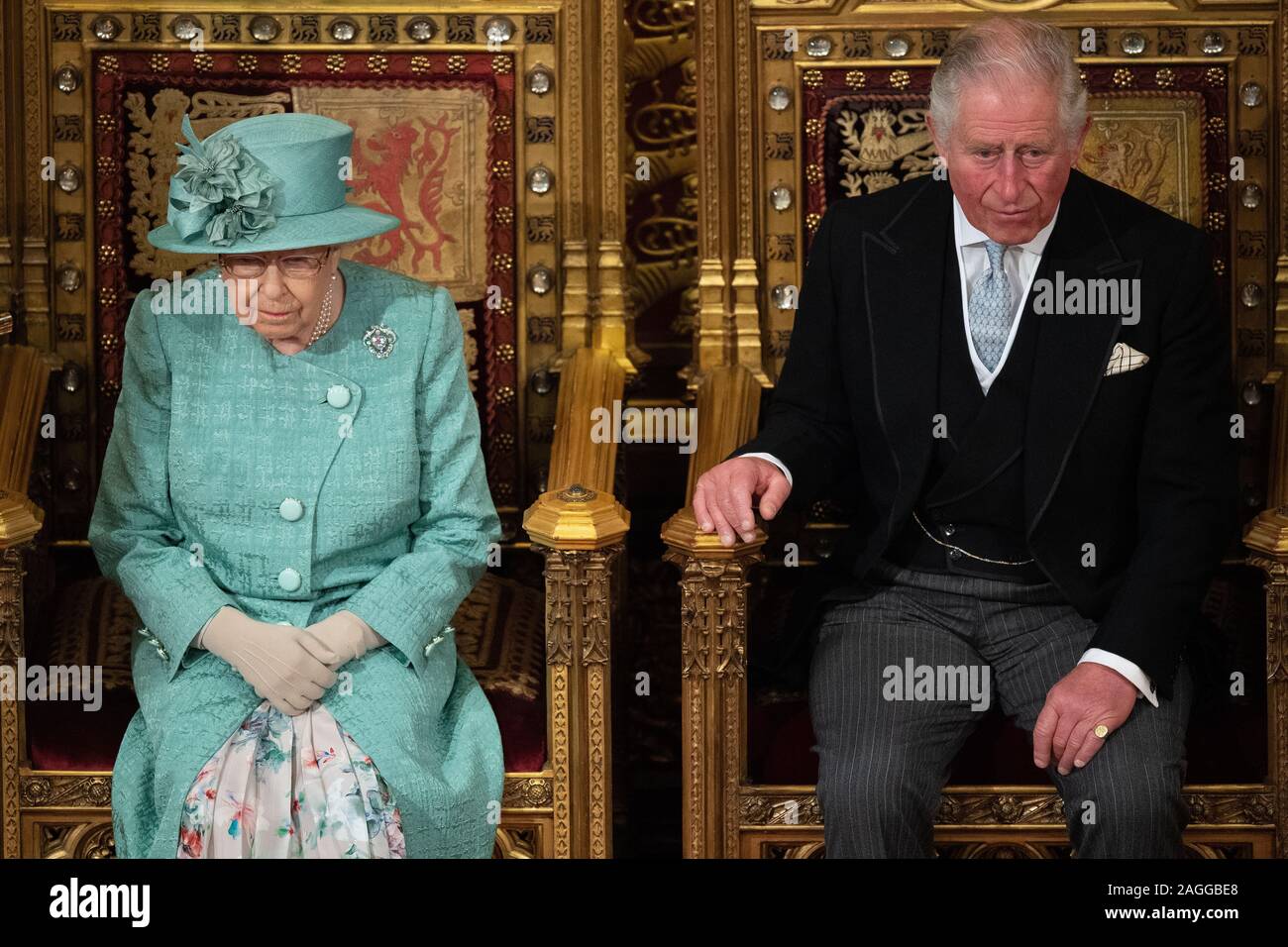 Queen Elizabeth II and the Prince of Wales sit in the chamber, ahead of ...