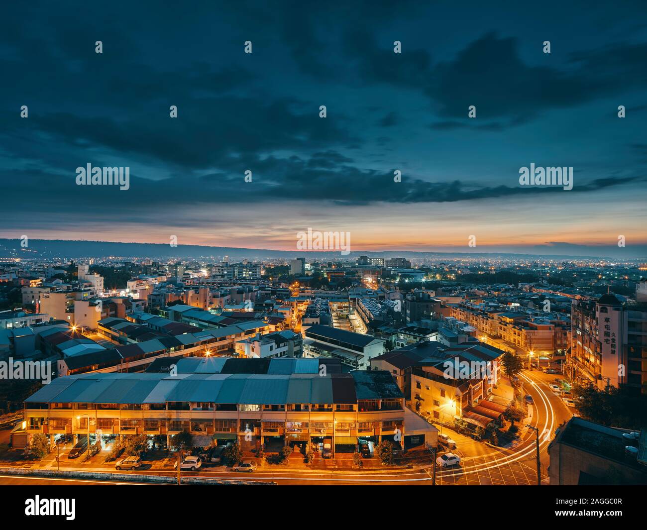 Night scene of city, Taichung, Taiwan Stock Photo - Alamy
