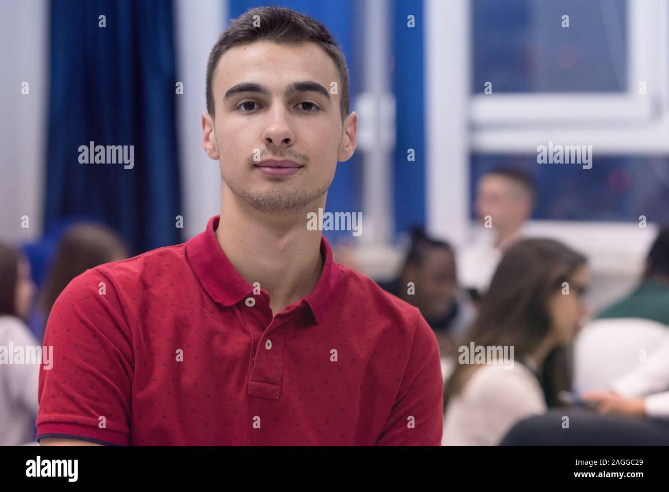 Students life on the campus.Portrait of male college student smiling ...