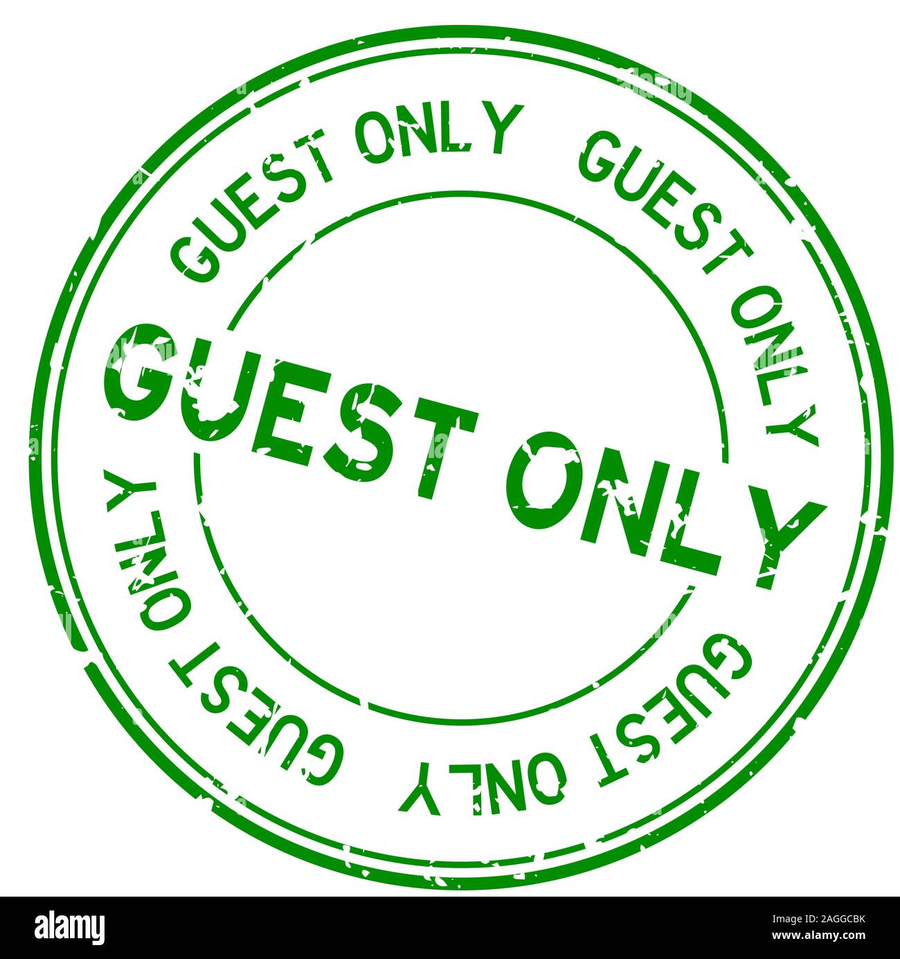 Grunge Green Guest Only Word Round Rubber Seal Stamp On White