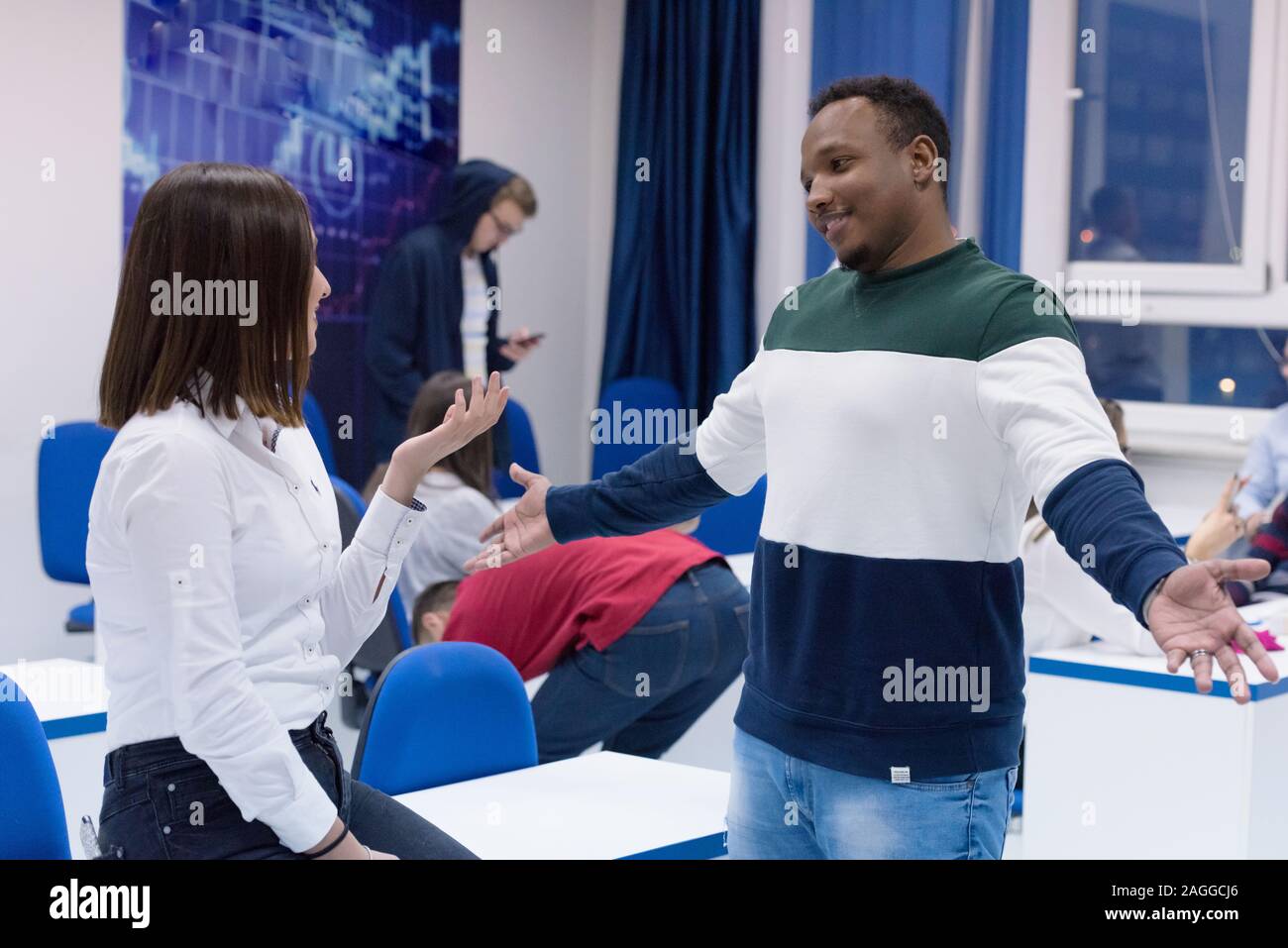 University mixed race Students, african, american and european during ...