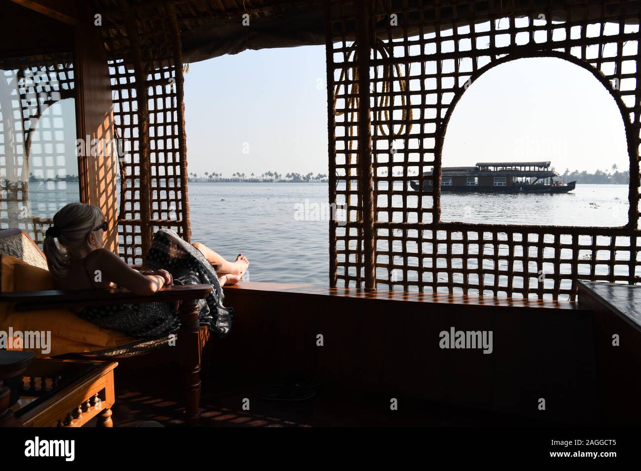 Kerala backwaters. watching the sunset over lake Vembanad in Kerala ...