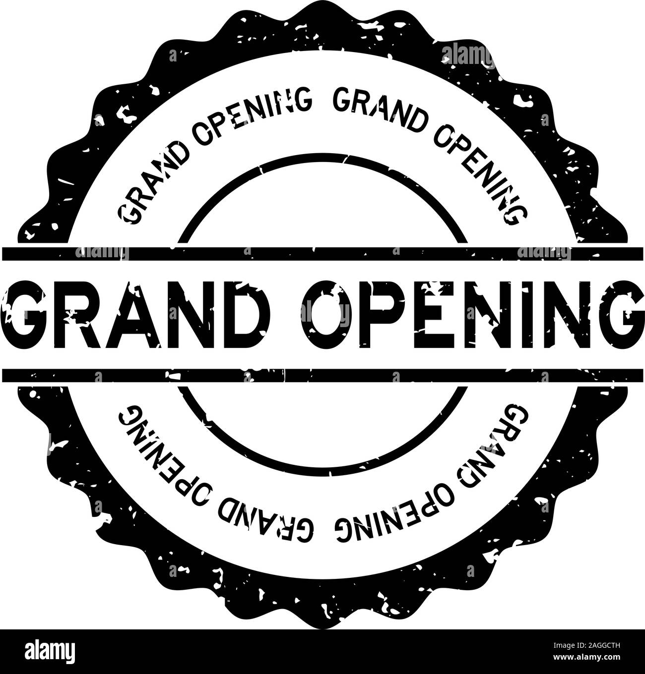 Grunge black grand opening word round rubber seal stamp on white ...