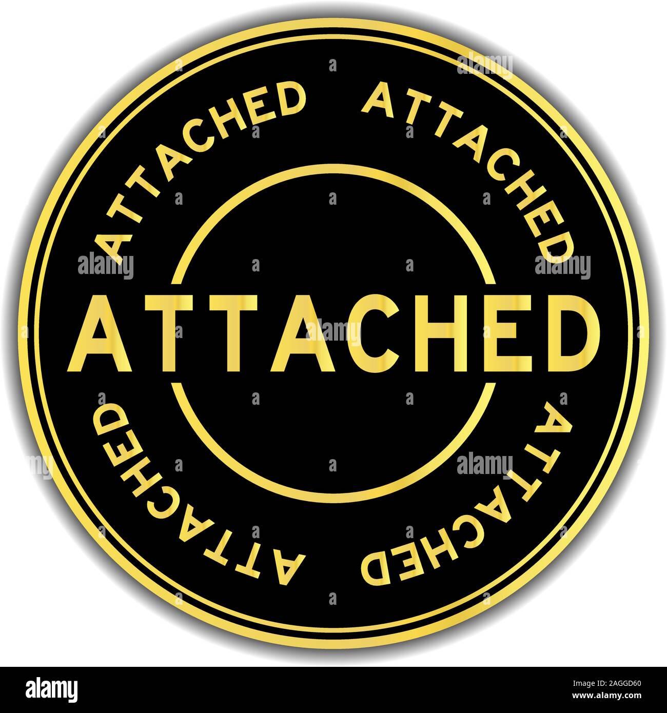 Gold color attached word round sticker on white background Stock Vector ...