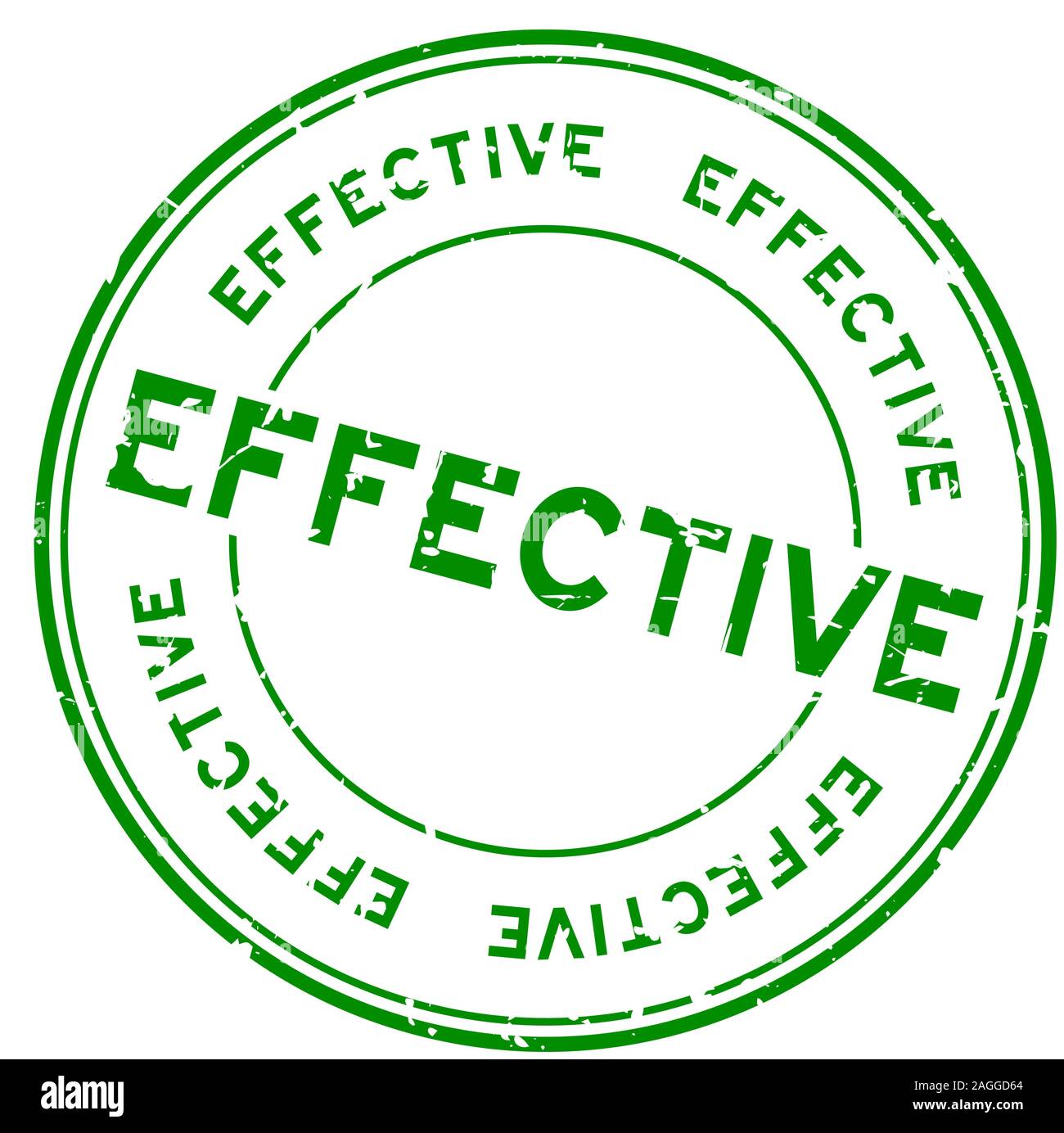 Grunge green effective word round rubber seal business stamp on white ...