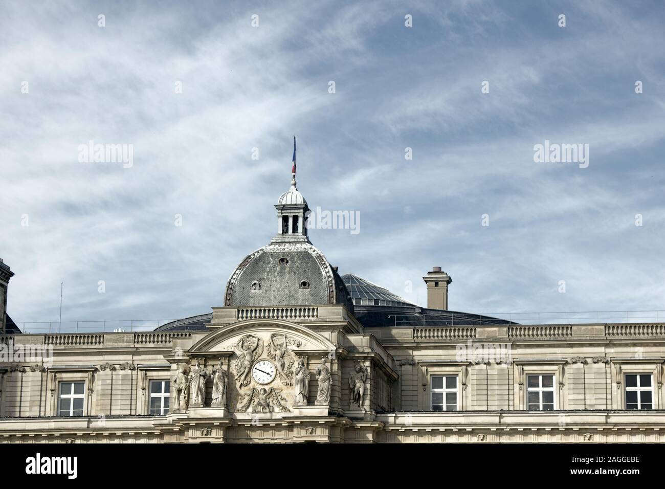 The building and the Tower with clock and bells decorated in antique ...
