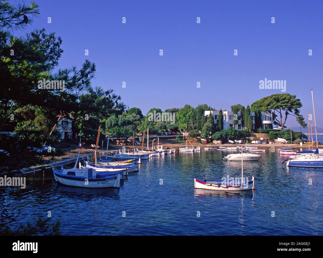 Mini shelter port of the Olivette with typical mediterranean boats ...