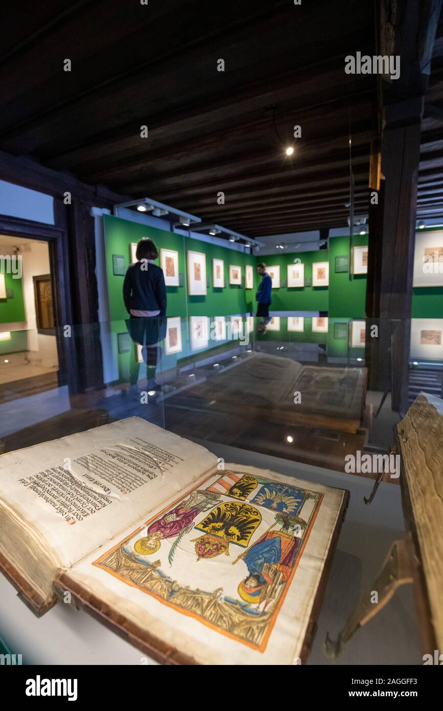 Nuremberg, Germany. 19th Dec, 2019. A coloured woodcut from 1484 by the ...