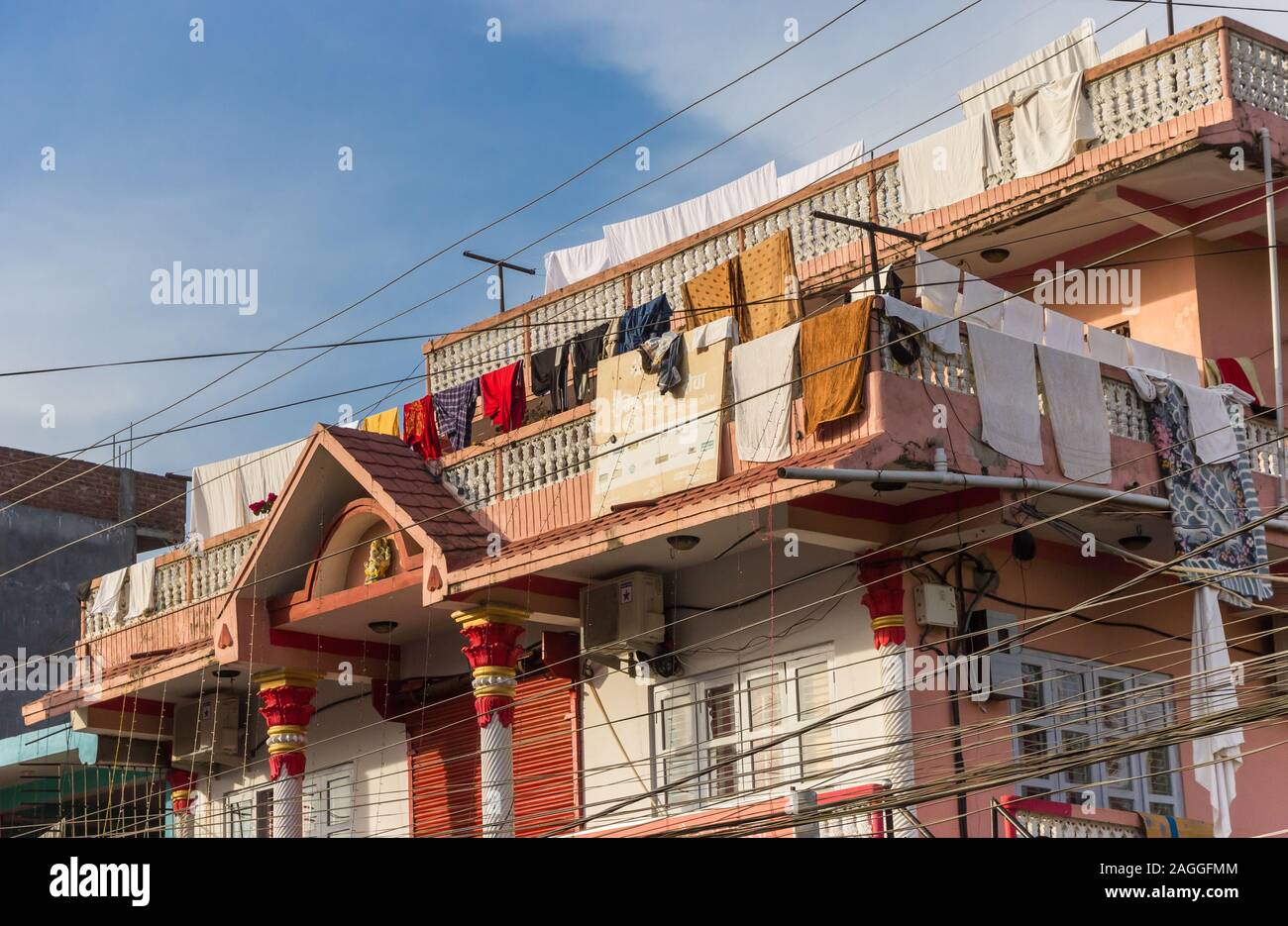 Facade of a typical Nepalese house in Sauraha, Nepal Stock Photo - Alamy