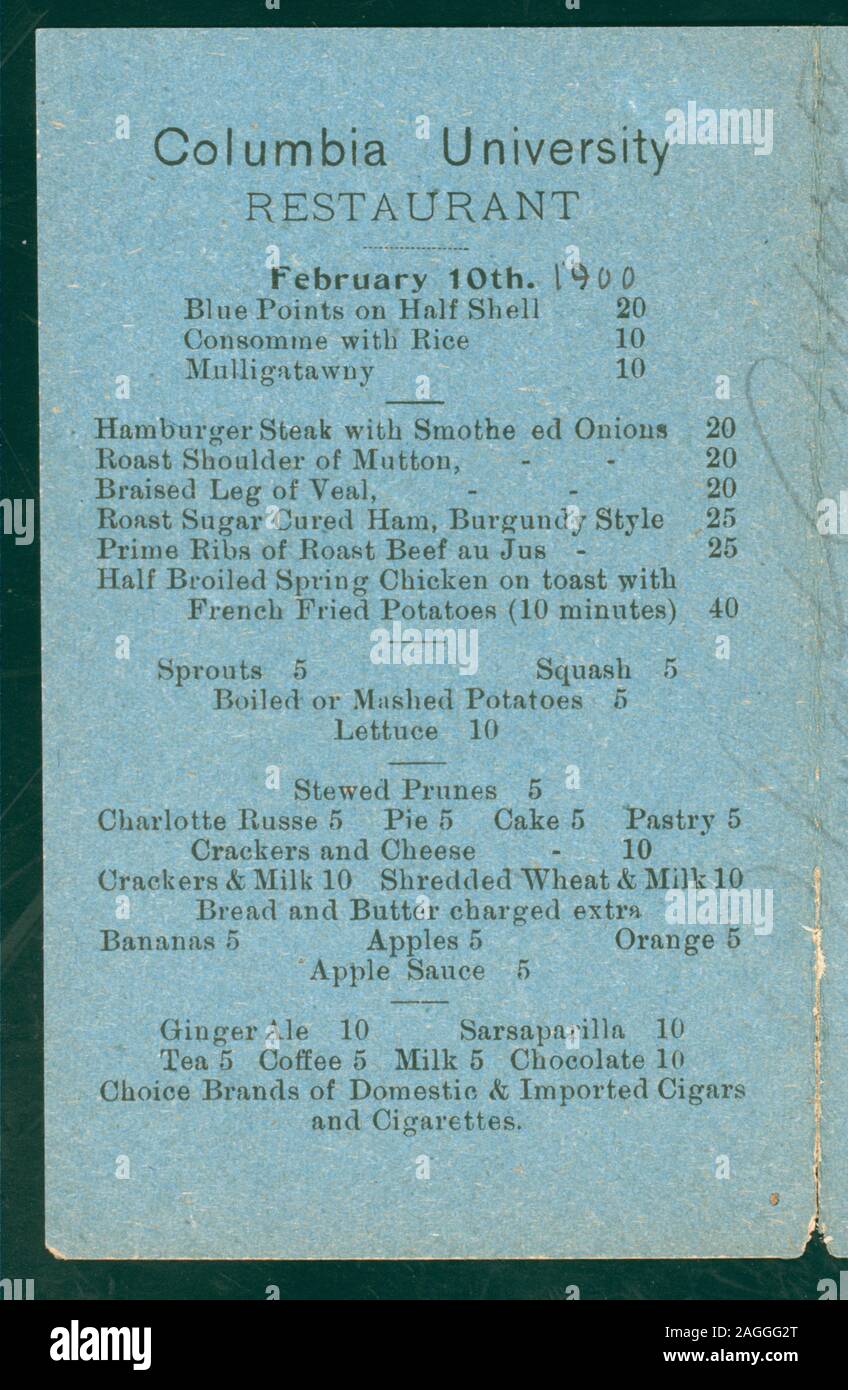 INITIAL AND DECORATION ON FRONT COVER; LUNCH [held by] COLUMBIA ...